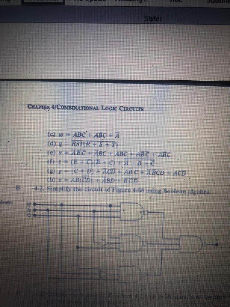 Solved JUULI Styles CHAPTER 4 COMBINATIONAL LOGIC CIRCUITS | Chegg.com