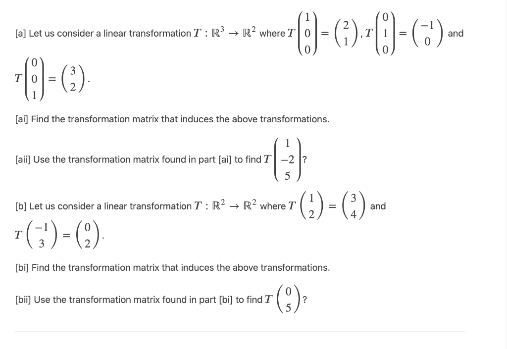 Solved [a] Let us consider a linear transformation T:R3→R2 | Chegg.com