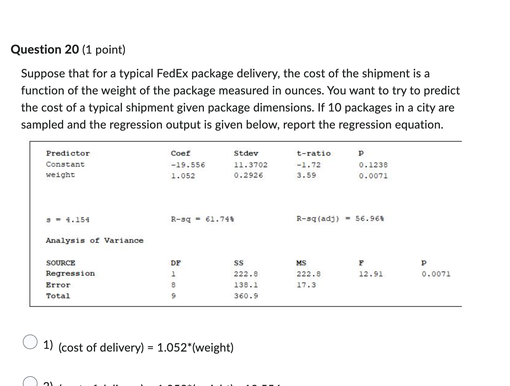 Solved Question 20 (1 ﻿point)Suppose that for a typical | Chegg.com