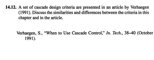 Solved 14.12. A set of cascade design criteria are presented | Chegg.com