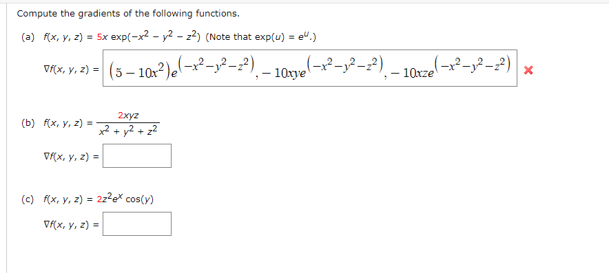 Solved Compute The Gradients Of The Following Functions A 
