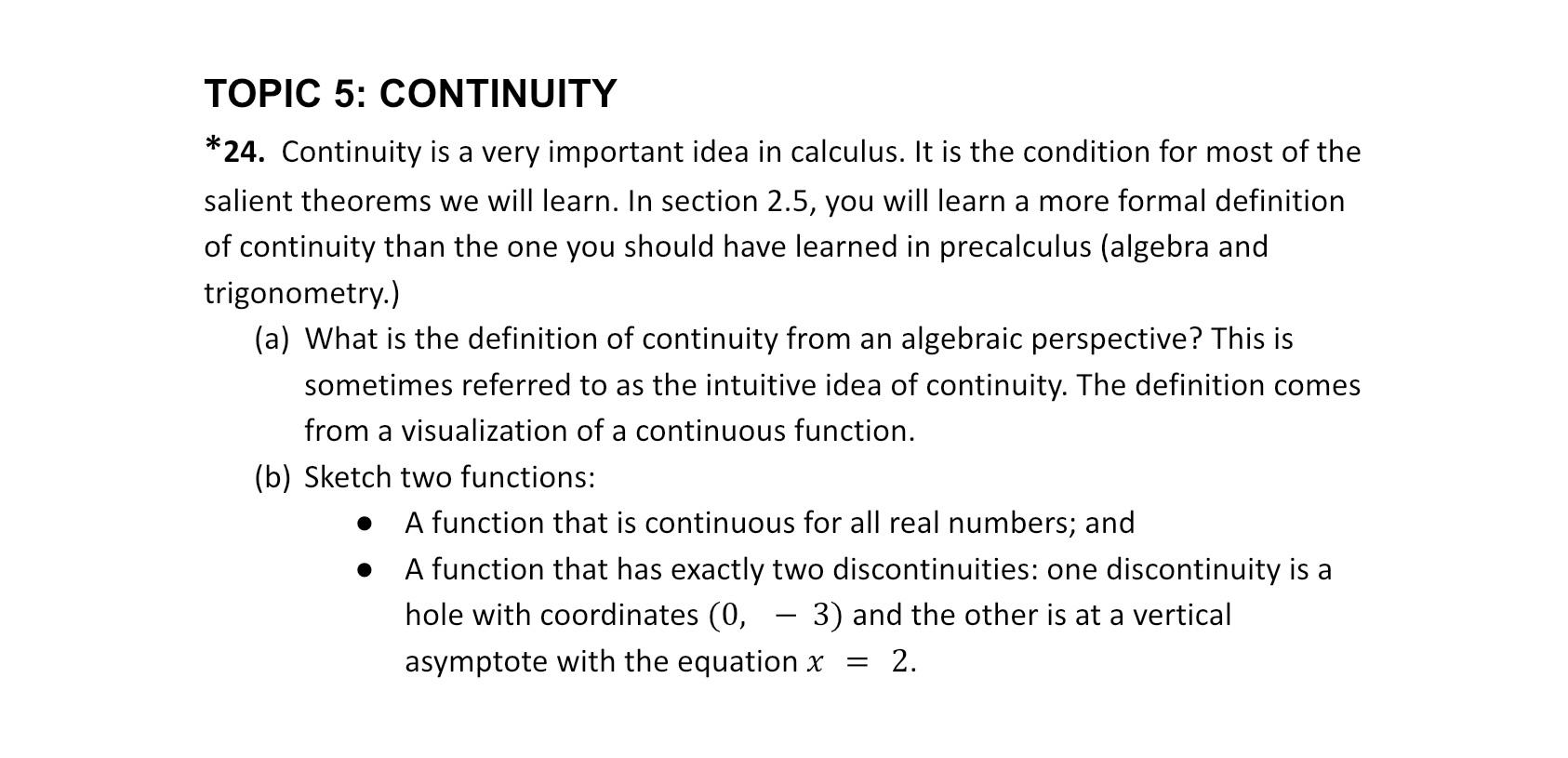 Solved a TOPIC 5: CONTINUITY *24. Continuity is a very | Chegg.com