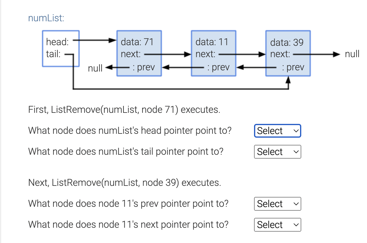 Solved pıml ict. First, ListRemove(numList, node 71) | Chegg.com