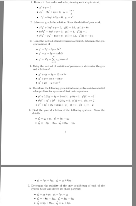 Solved Reduce to first order and solve, showing each step in | Chegg.com Solved Reduce to first order and solve, showing each step in | Chegg.com