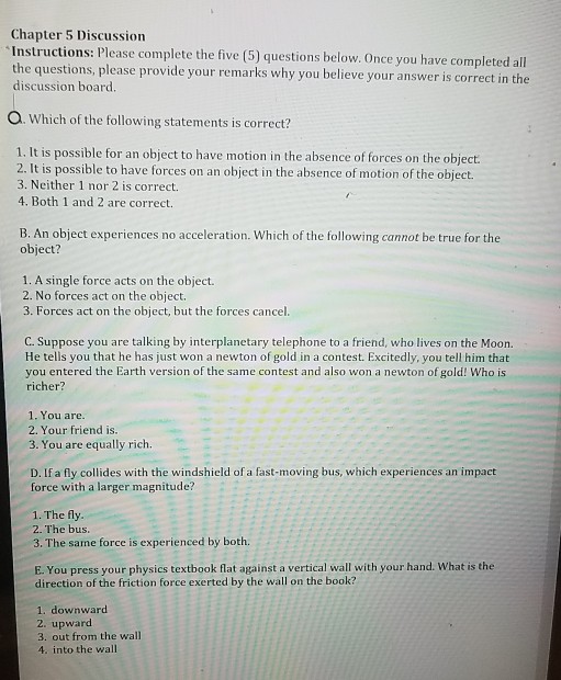Solved Chapter 5 Discussion nstructions: Please complete the | Chegg.com