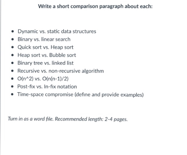 Solved Write a short comparison paragraph about each: | Chegg.com