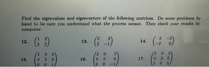 Solved Find The Eigenvalues And Eigenvectors Of The Chegg