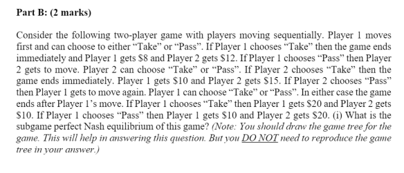 Consider the following two-player game with players | Chegg.com