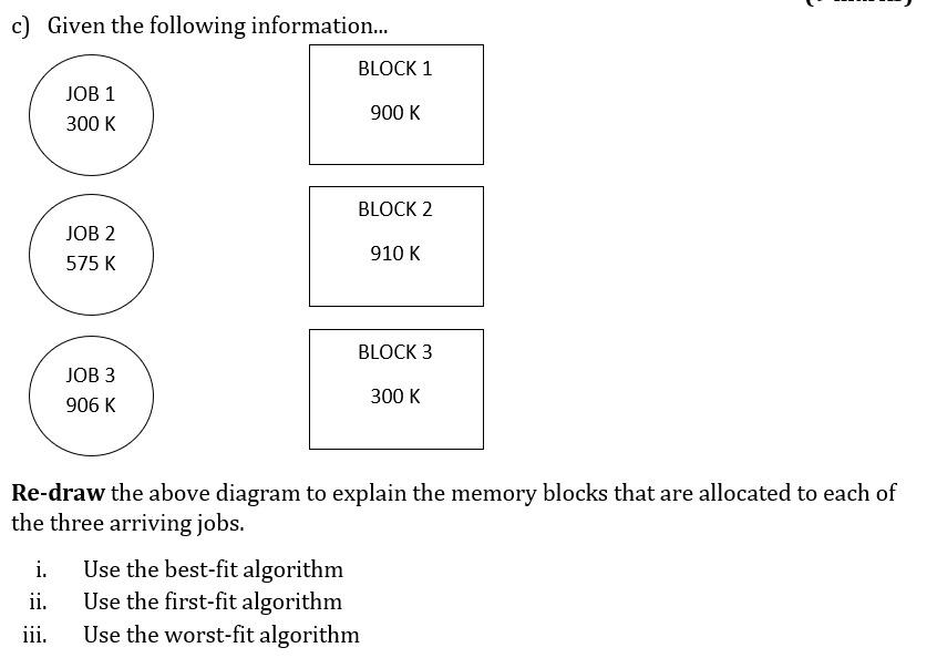 Solved c) Given the following information... BLOCK 1 JOB 1 | Chegg.com