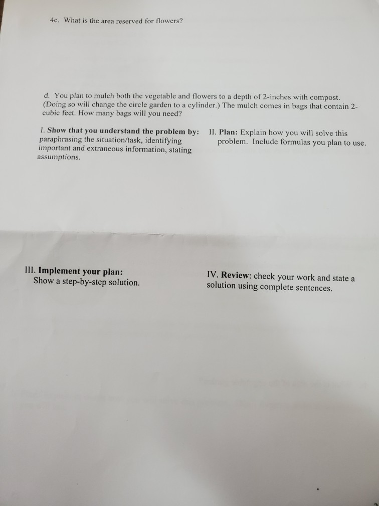 Solved 4. In the circular garden pictured here you plan to | Chegg.com