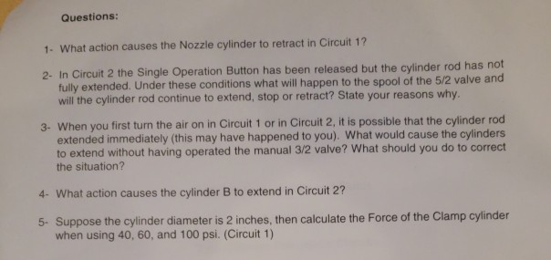Questions: 1- What action causes the Nozzle cylinder | Chegg.com