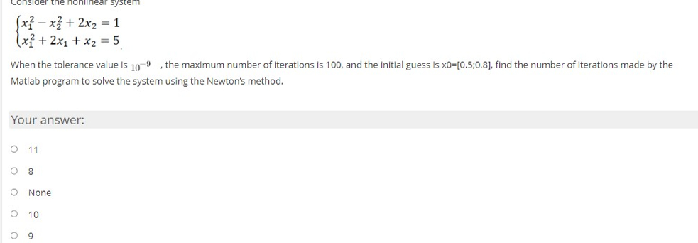 Solved x12-x22+2x2=1x12+2x1+x2=5When the tolerance value is | Chegg.com