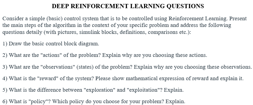 Solved DEEP REINFORCEMENT LEARNING QUESTIONS Consider a | Chegg.com
