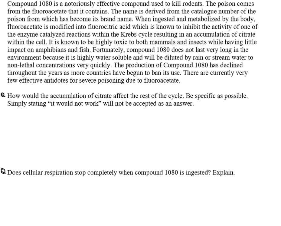 Solved Compound 1080 is a notoriously effective compound | Chegg.com