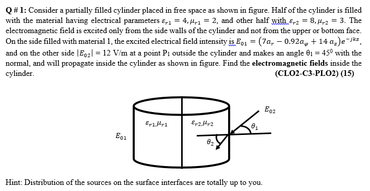 Solved Q#1: Consider a partially filled cylinder placed in | Chegg.com