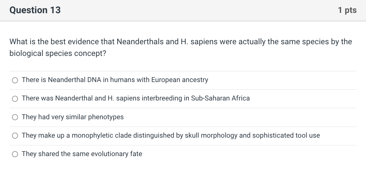Solved What is the best evidence that Neanderthals and H. | Chegg.com