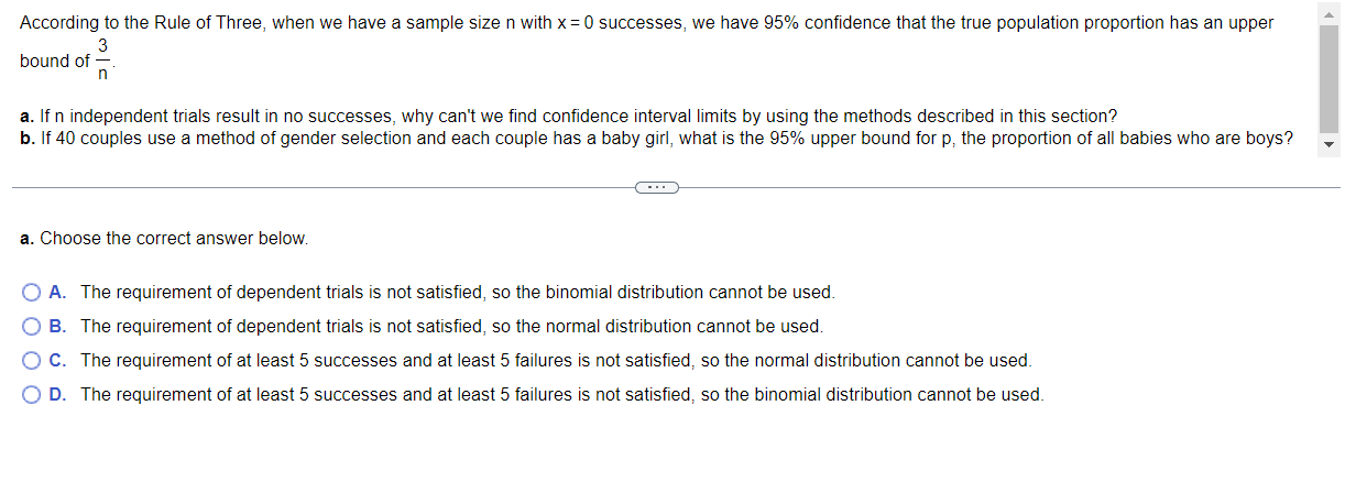 Solved According to the Rule of Three, when we have a sample | Chegg.com