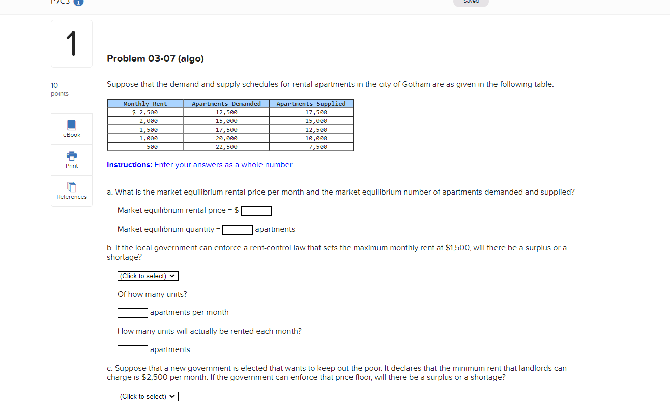 Solved Saved Problem 03-07 (algo) Suppose that the demand | Chegg.com
