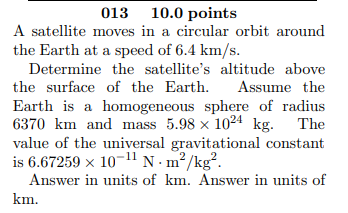 Solved 01310.0 points A satellite moves in a circular orbit | Chegg.com