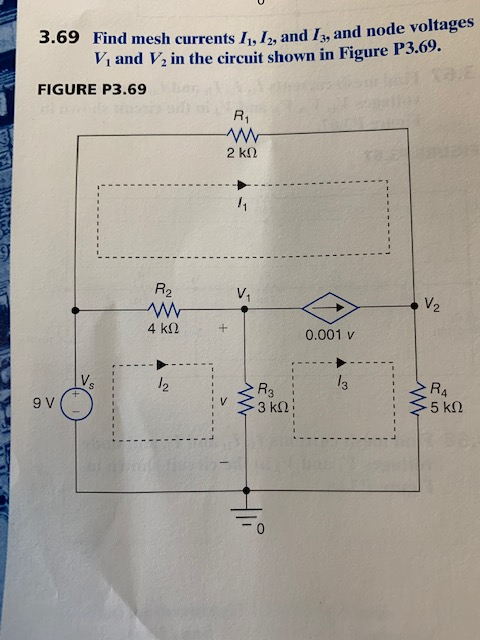 Solved 3.53 Find mesh currents 11, 12, and 13 and node | Chegg.com