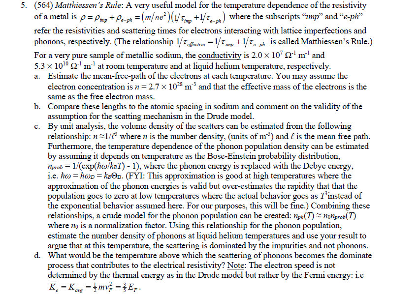 Solved ע!ן 5. (564) Matthiessen's Rule: A very useful model | Chegg.com