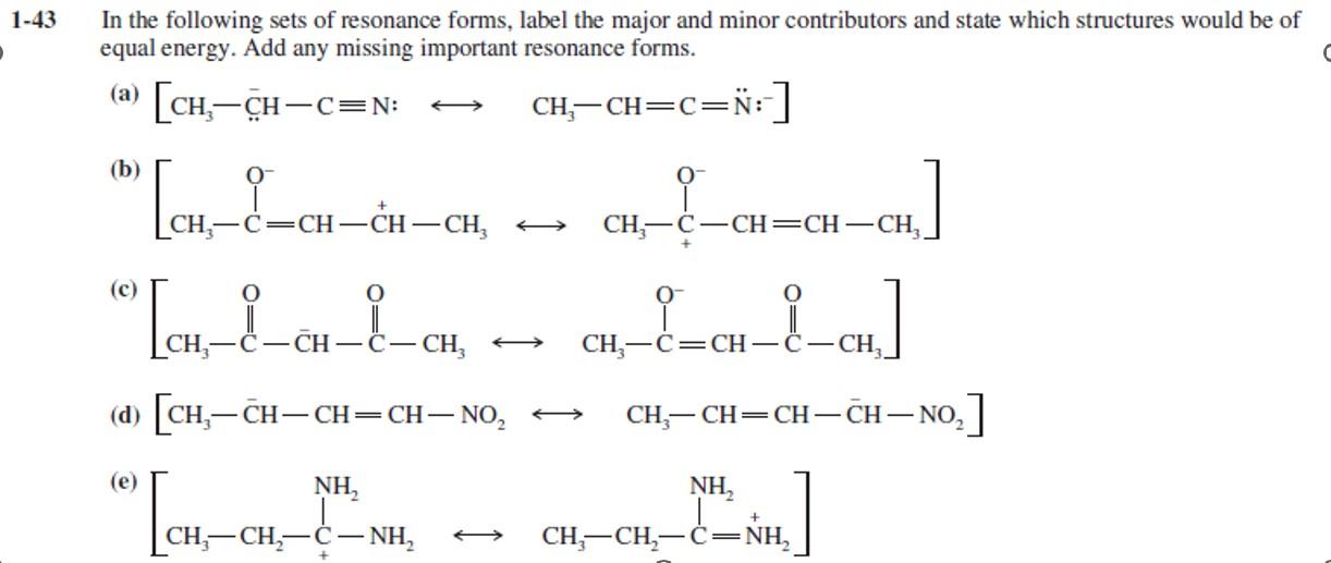 Solved In the following sets of resonance forms, label the | Chegg.com