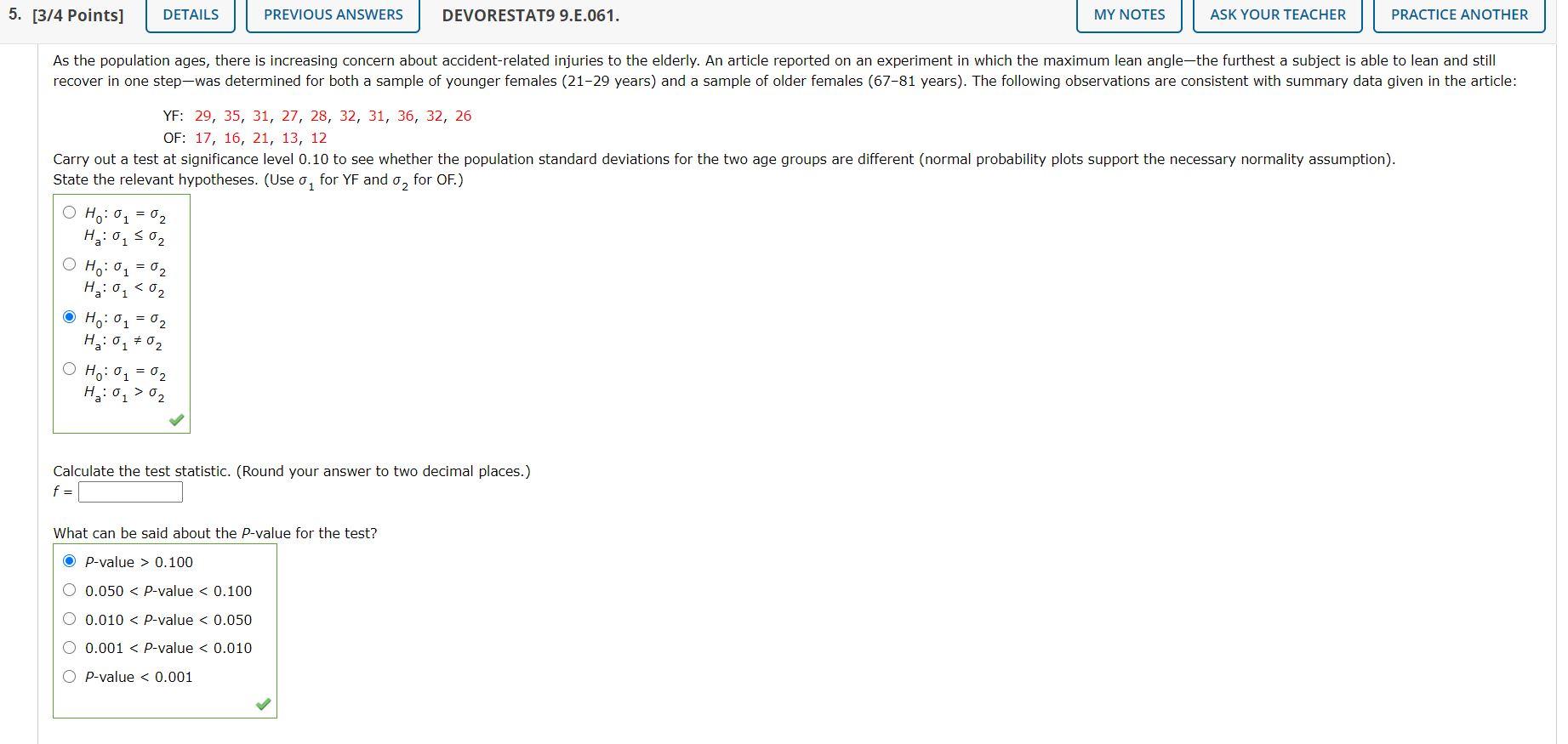 Solved 5. [3/4 Points] DETAILS PREVIOUS ANSWERS DEVORESTAT9 | Chegg.com