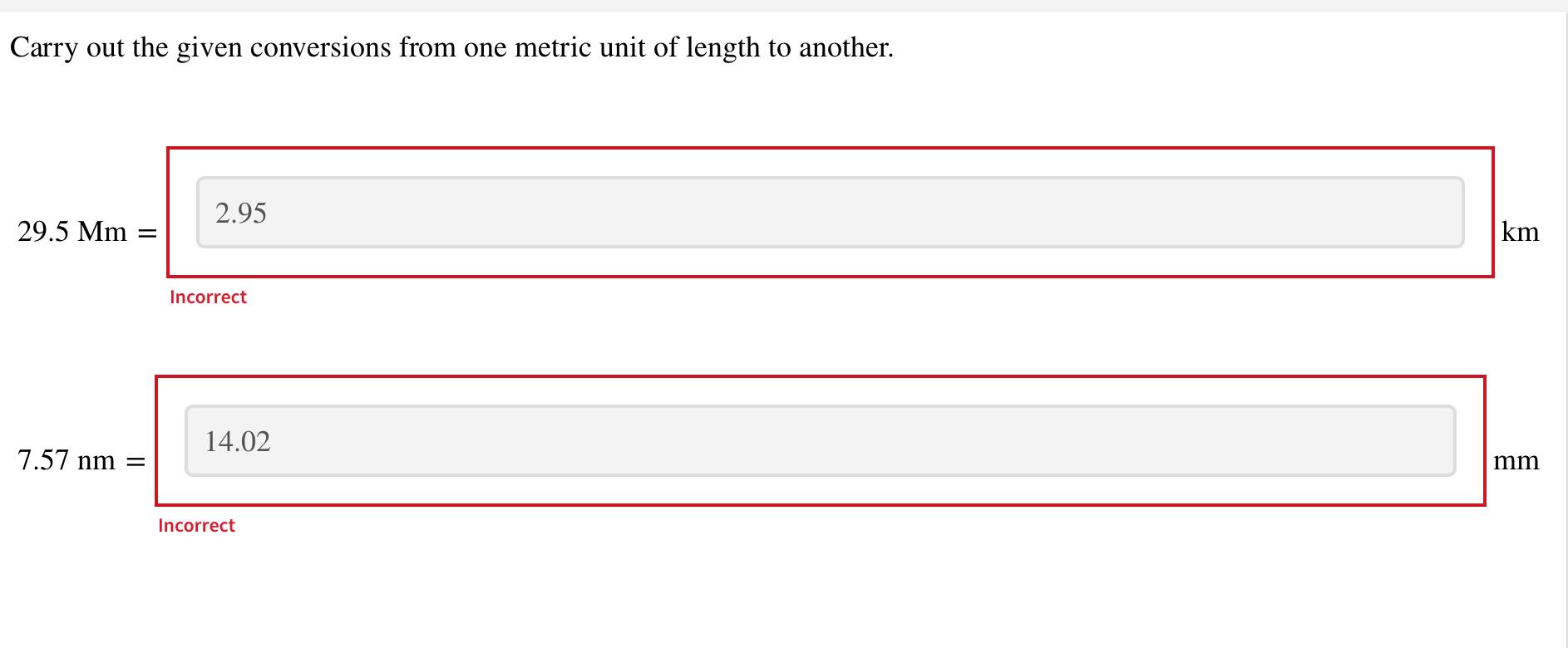 Solved Carry out the given conversions from one metric unit | Chegg.com