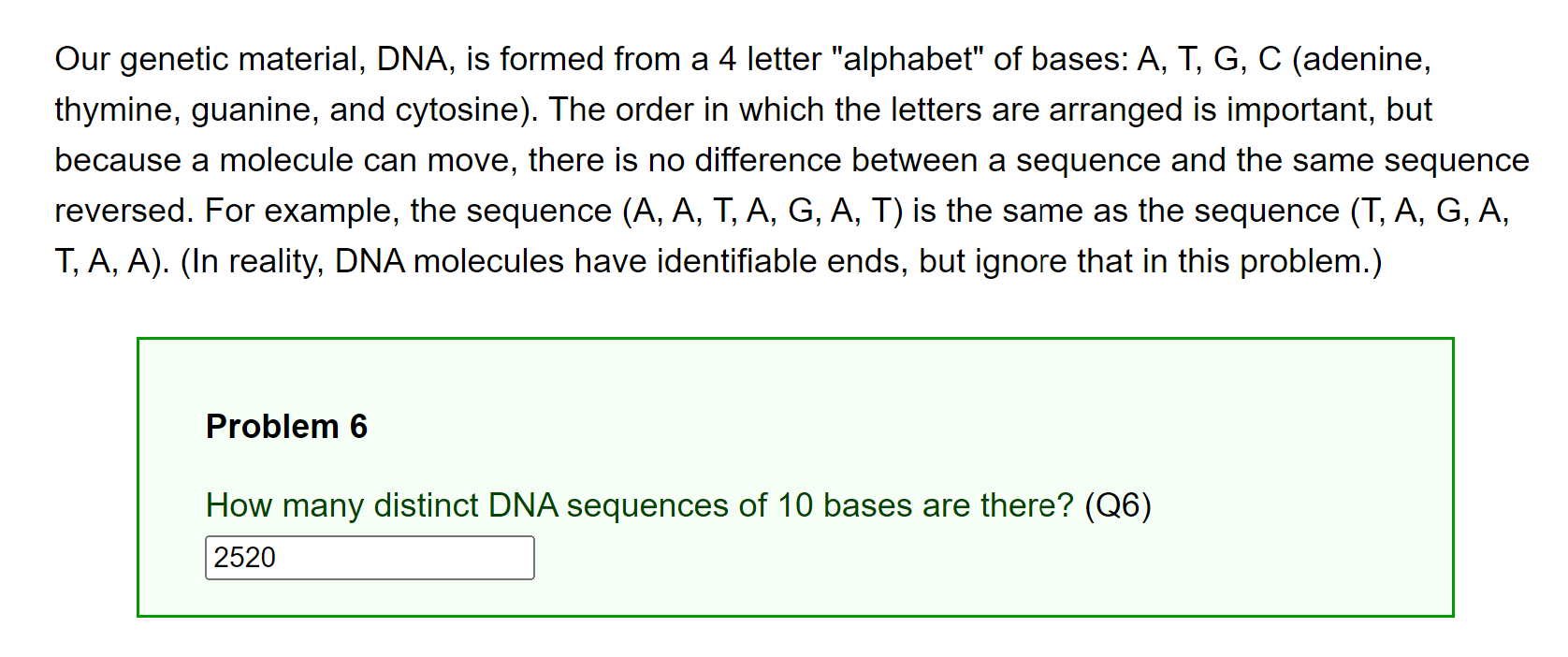 Solved Our genetic material, DNA, is formed from a 4 letter | Chegg.com