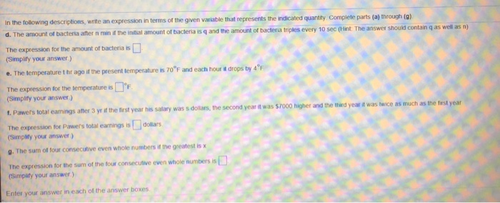 Solved in the following descriptions, write an expression in | Chegg.com