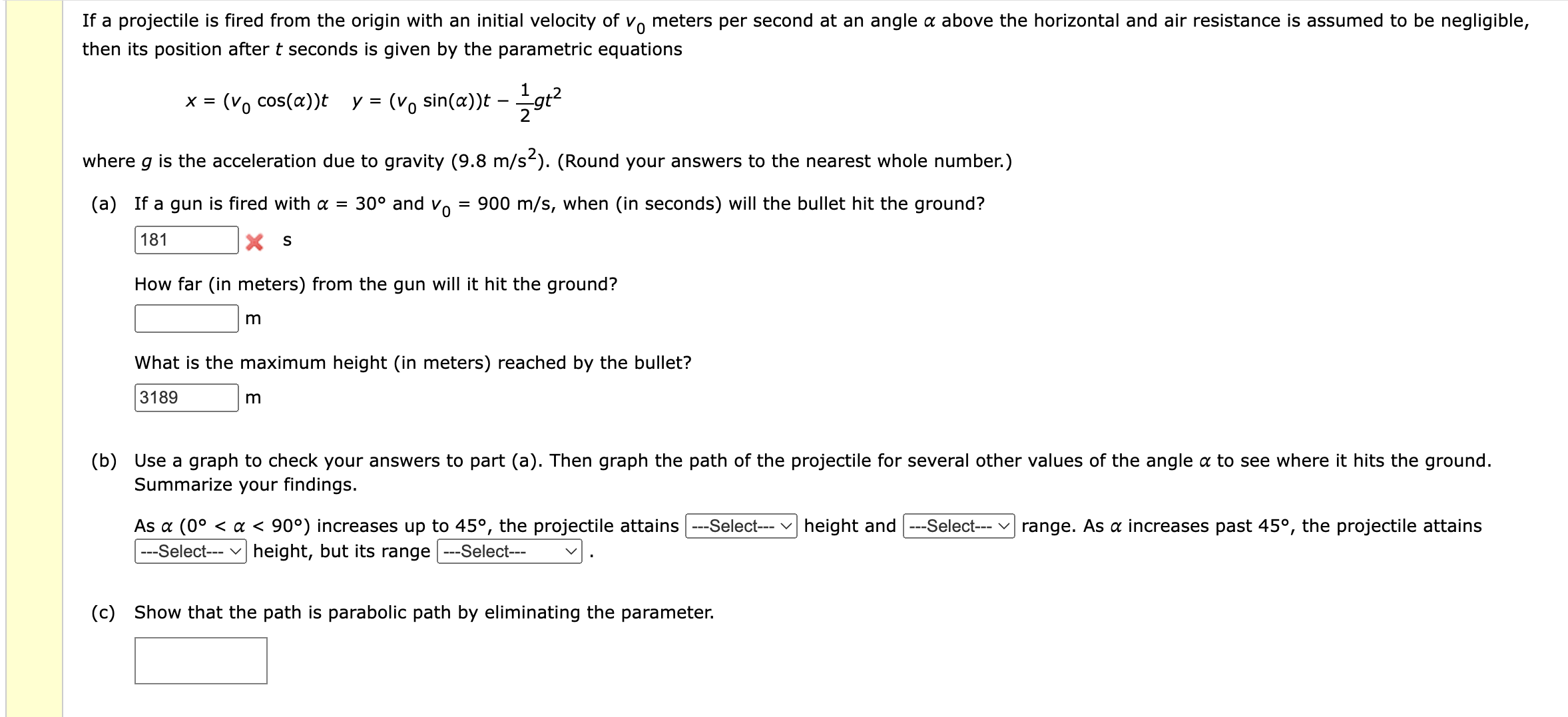 Solved If a projectile is fired from the origin with an | Chegg.com