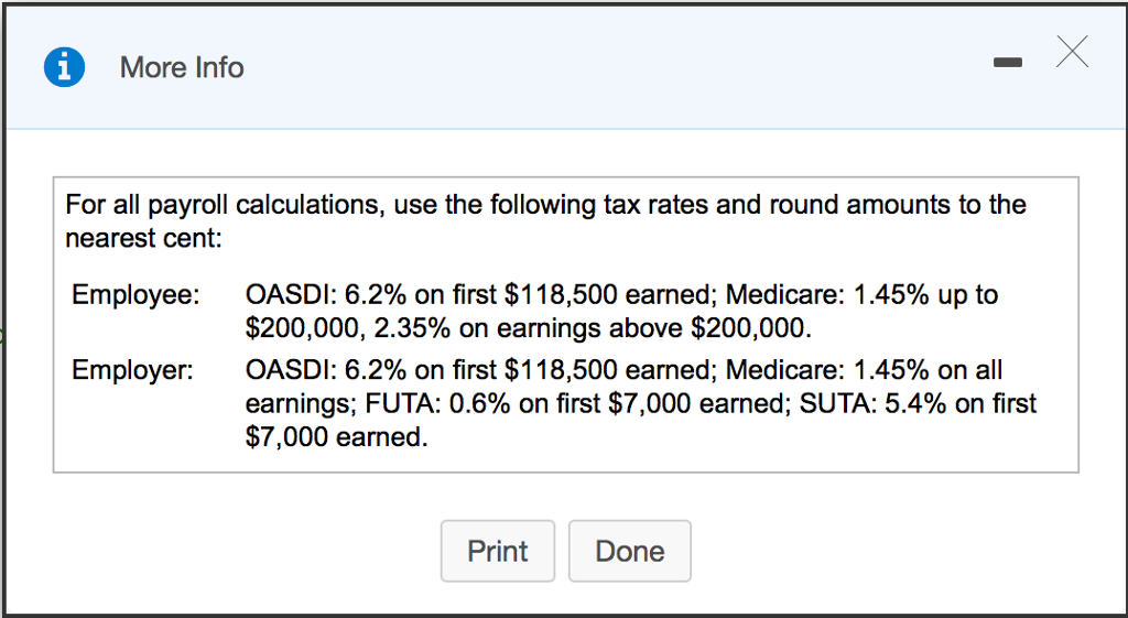 Solved More Info For All Payroll Calculations Use The Chegg