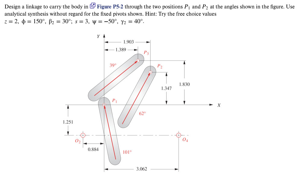 Solved Perform a three-point analytical path synthesis using | Chegg.com