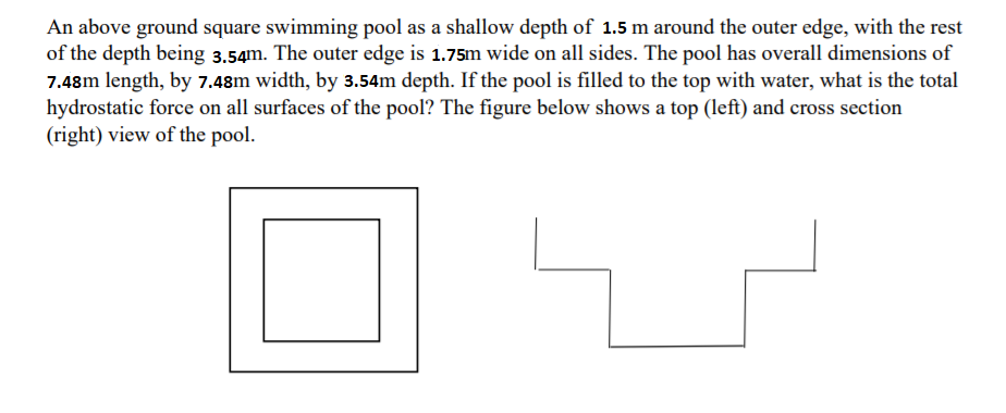 Solved An above ground square swimming pool as a shallow | Chegg.com