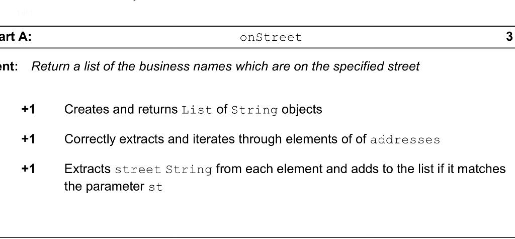 Solved In Java : Extracts street String from each | Chegg.com