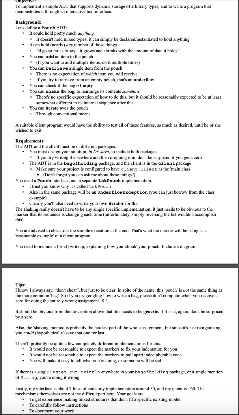 Objective: To implement a simple ADT that supports | Chegg.com