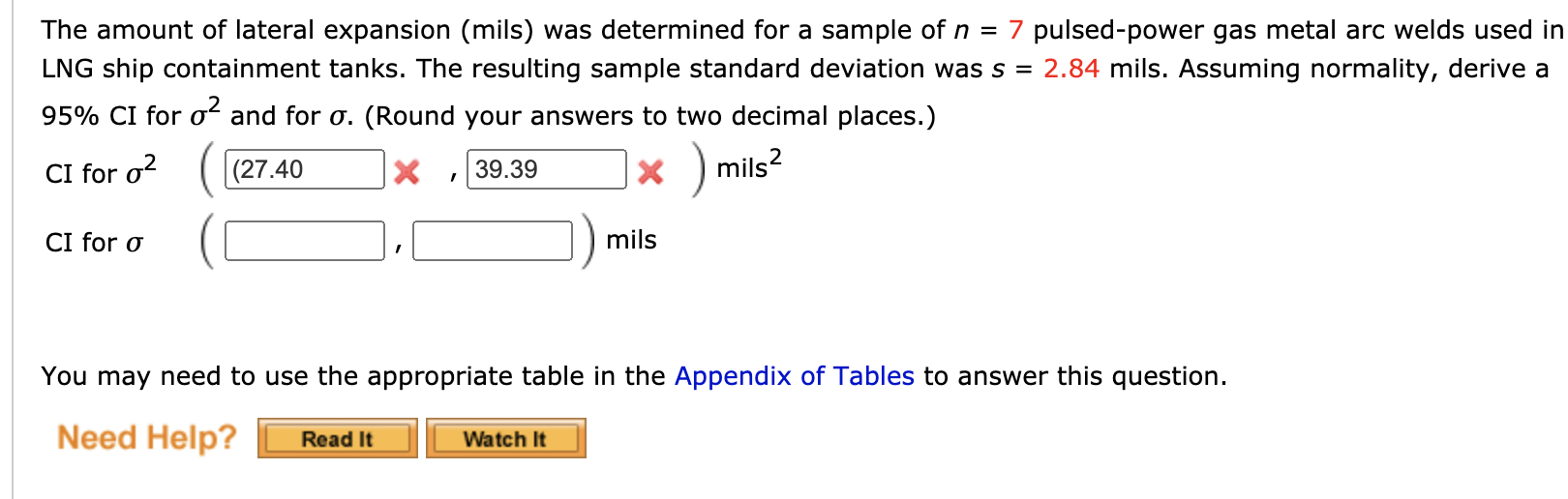 Solved The amount of lateral expansion (mils) was determined | Chegg.com