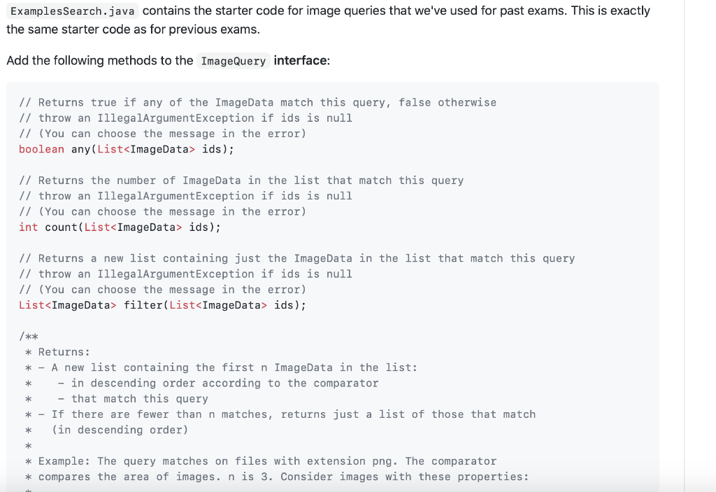 Solved ExamplesSearch.java contains the starter code for | Chegg.com