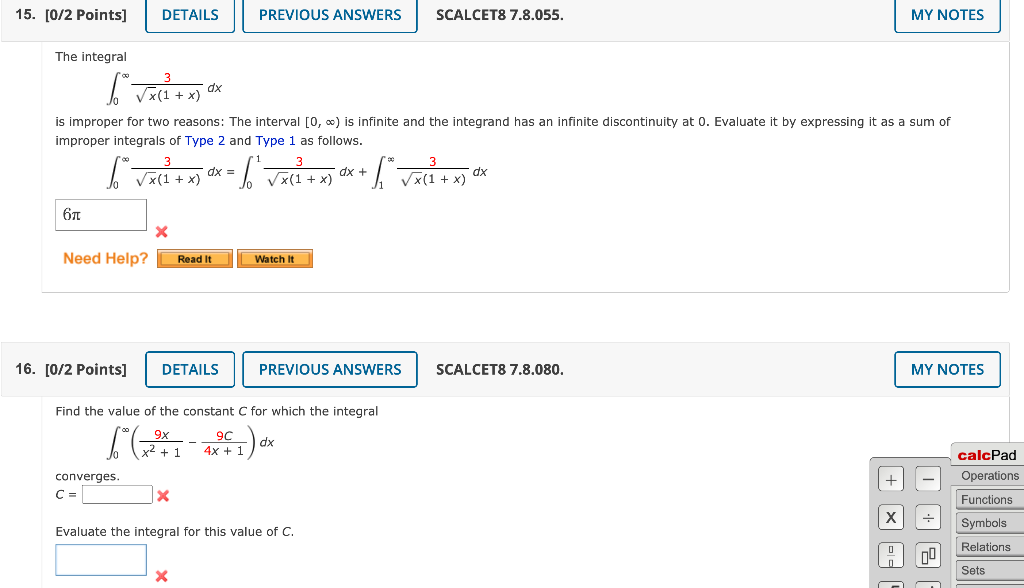 Solved 15. [0/2 Points] DETAILS PREVIOUS ANSWERS SCALCET8 | Chegg.com