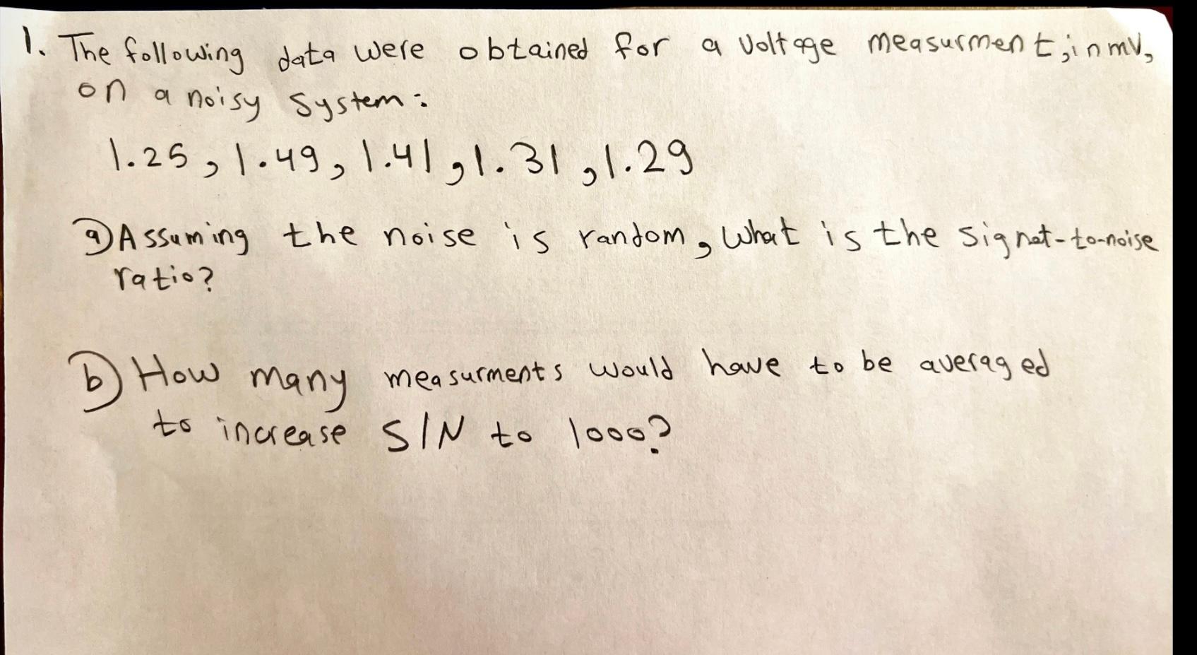Solved The following date were obtained for a voltage | Chegg.com