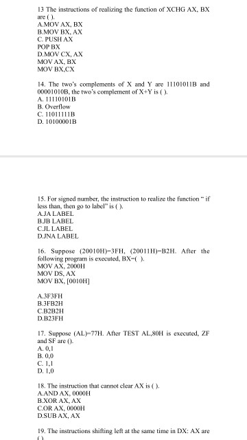 Solved 13 The instructions of realizing the function of XCHG | Chegg.com