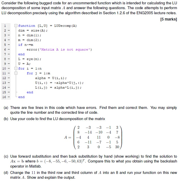 Consider the following bugged code for an uncommented | Chegg.com