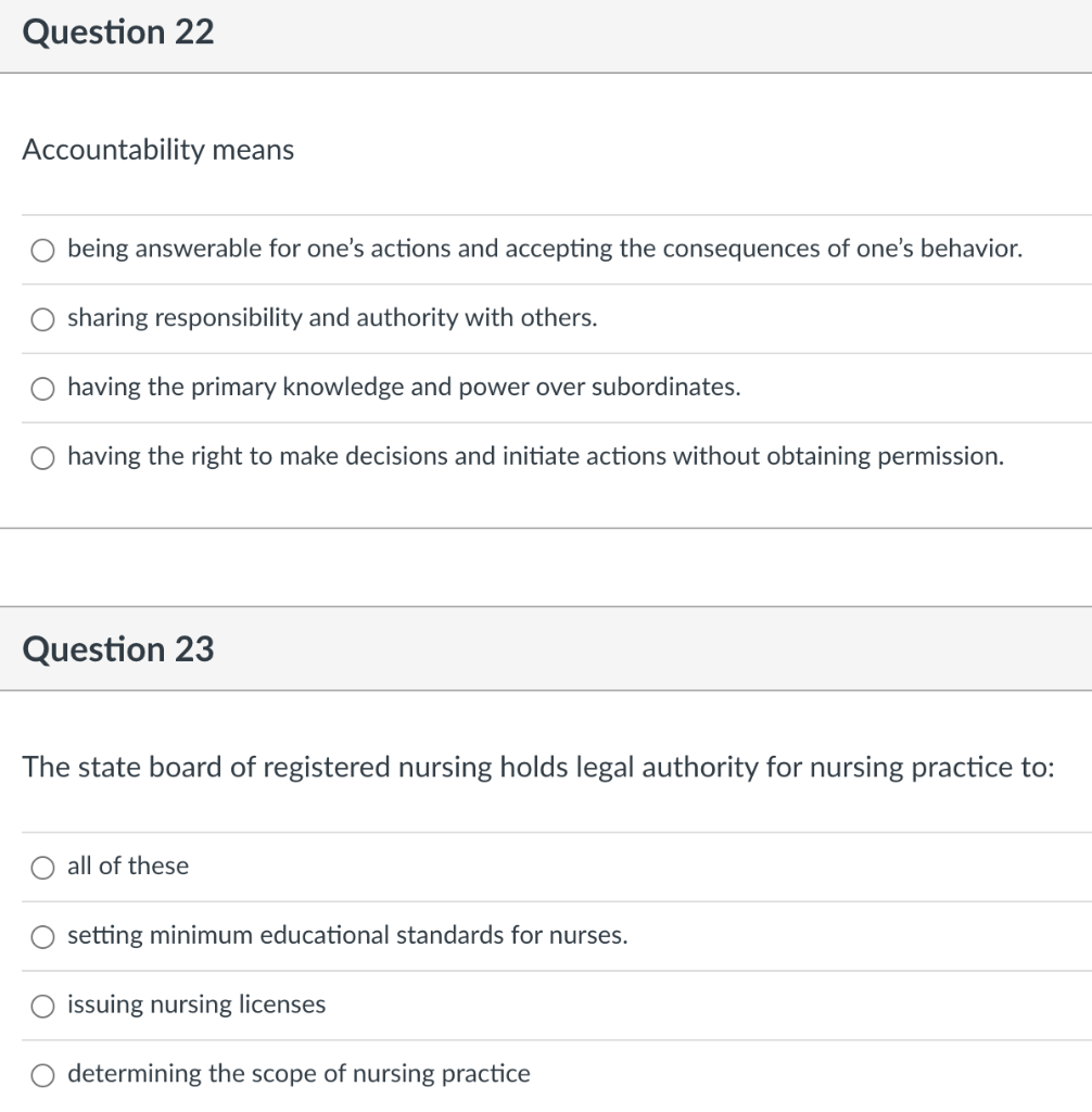 Solved Accountability means being answerable for one's | Chegg.com