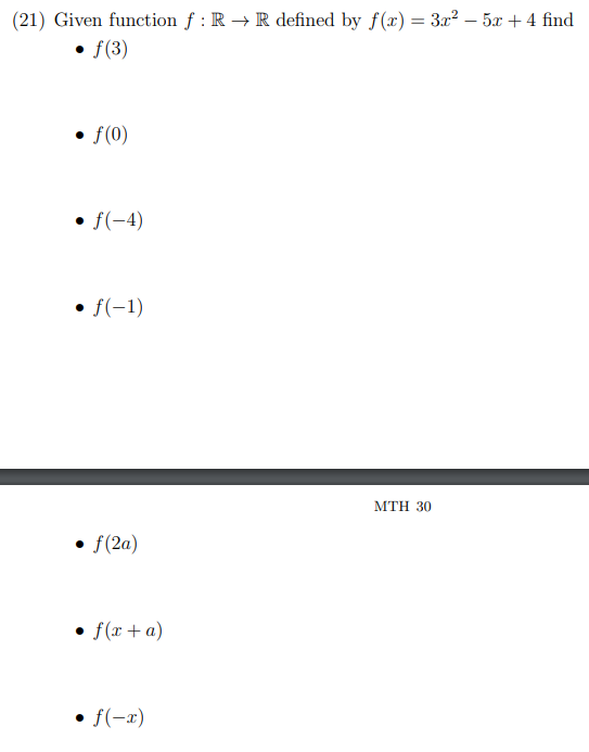 Solved (21) Given function f : R + R defined by f(x) = 3.r– | Chegg.com