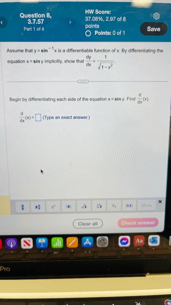Solved Assume that y=sin−1x is a differentiable function of | Chegg.com