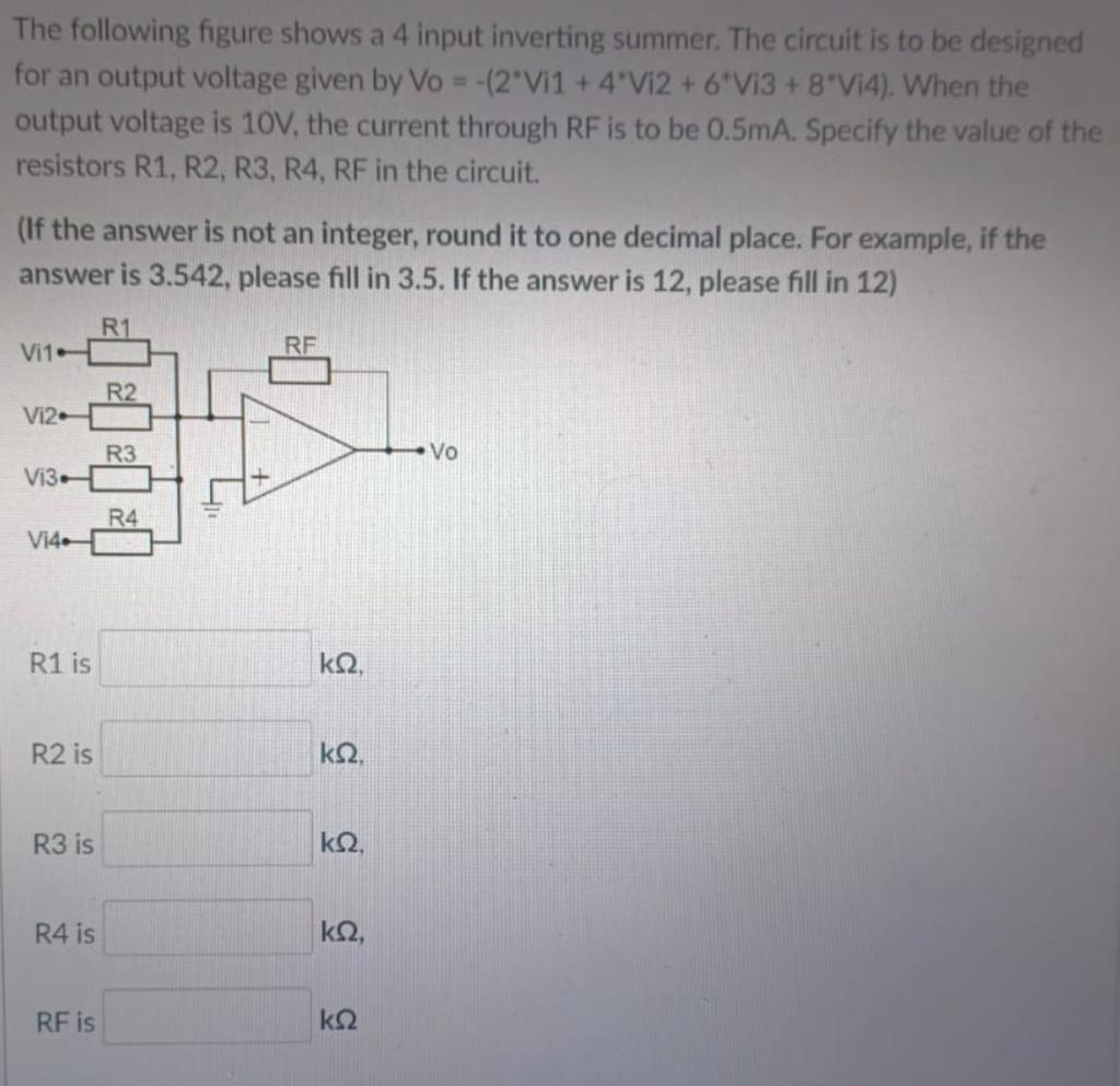 Solved The following figure shows a 4 input inverting | Chegg.com