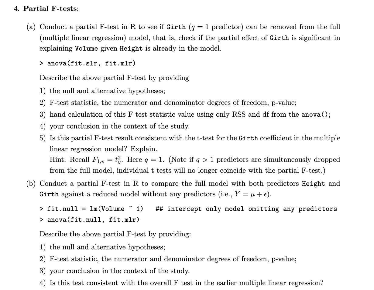 Solved Consider the trees data set in the car library that | Chegg.com