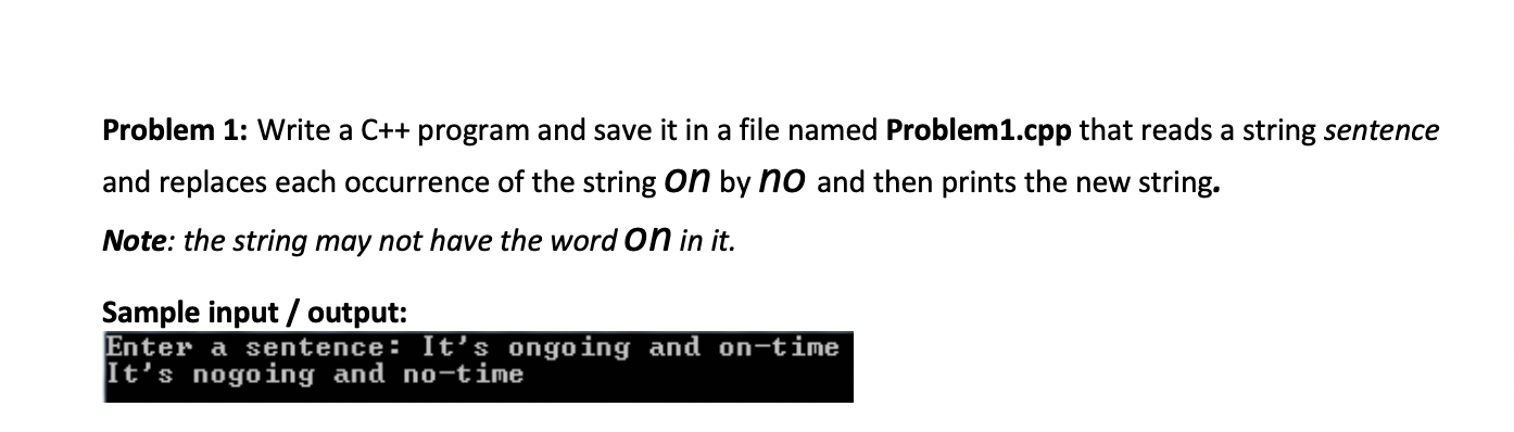 Solved Problem 1: Write a C++ program and save it in a file | Chegg.com