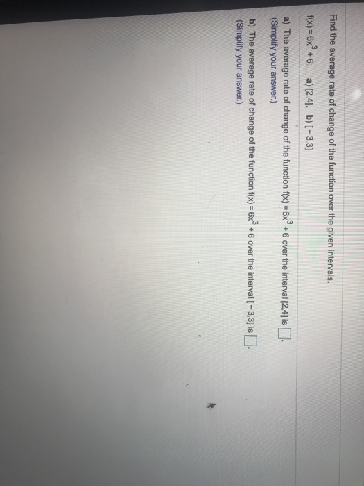 Solved Find the average rate of change of the function over | Chegg.com