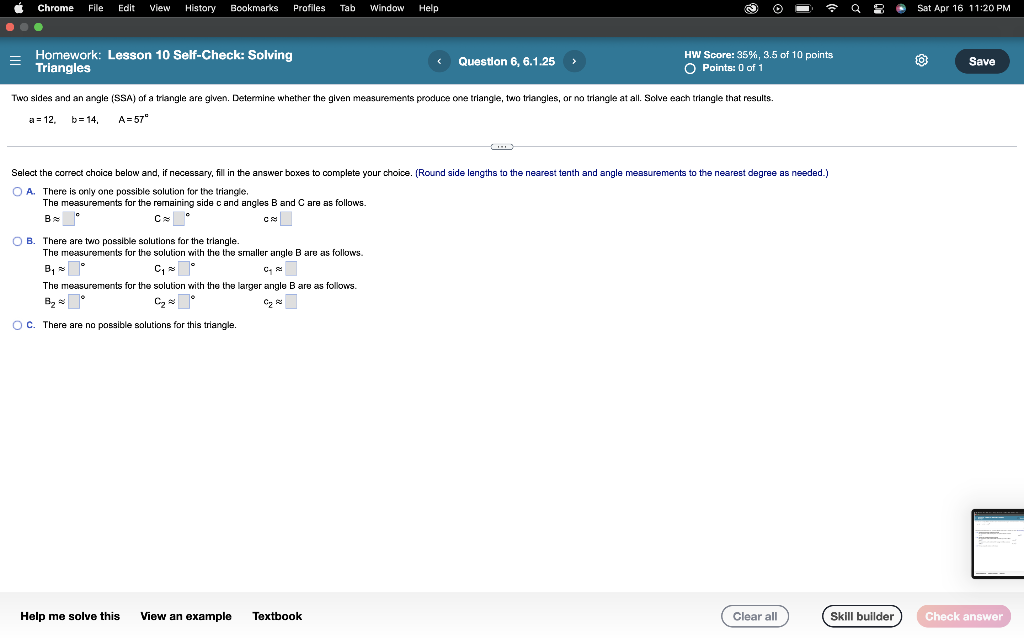 Solved Two sides and an angle (SSA) of a triangle are | Chegg.com